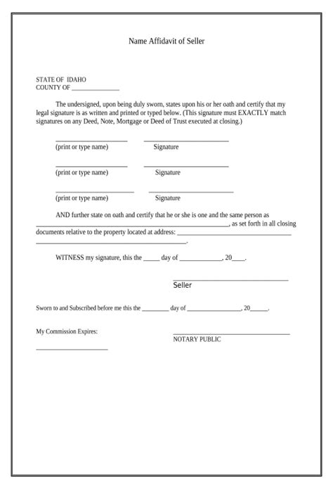 Pre Fill Name Affidavit Of Seller Idaho Onedrive Bot Airslate