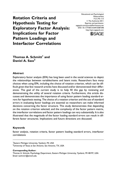 Pdf Rotation Criteria And Hypothesis Testing For Exploratory Factor