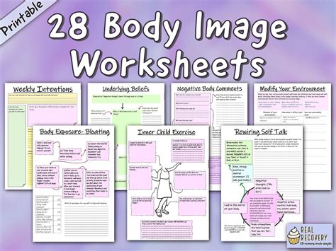 Body Image Worksheets Eating Disorder Recovery Printable Etsy