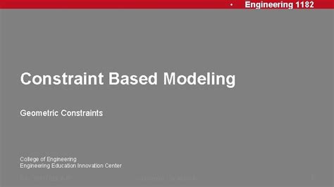 Engineering Constraint Based Modeling Geometric Constraints College