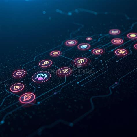 Futuristic Digital Interface Featuring Interconnected Circuitry With