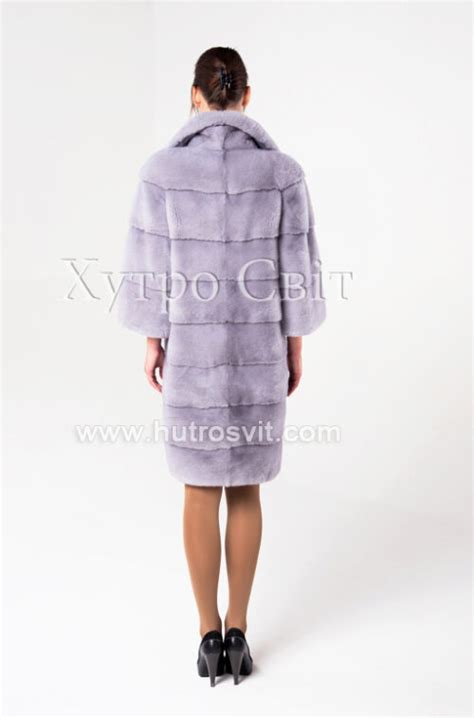Норкова шуба із аукціонного хутра Nafa вишуканий колір лаванда