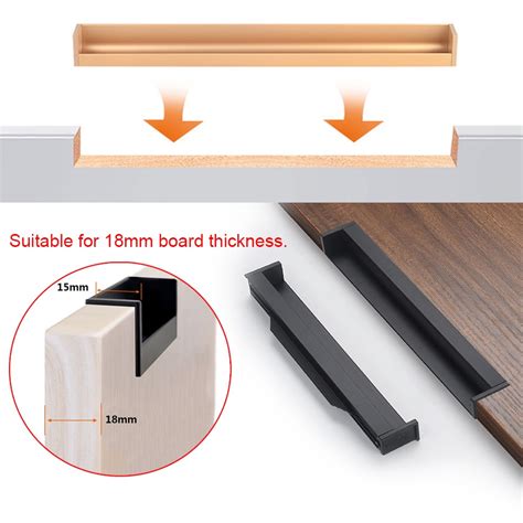 100mm 500mm Hidden Door Handle Black Gold Embedded Handle Aluminum