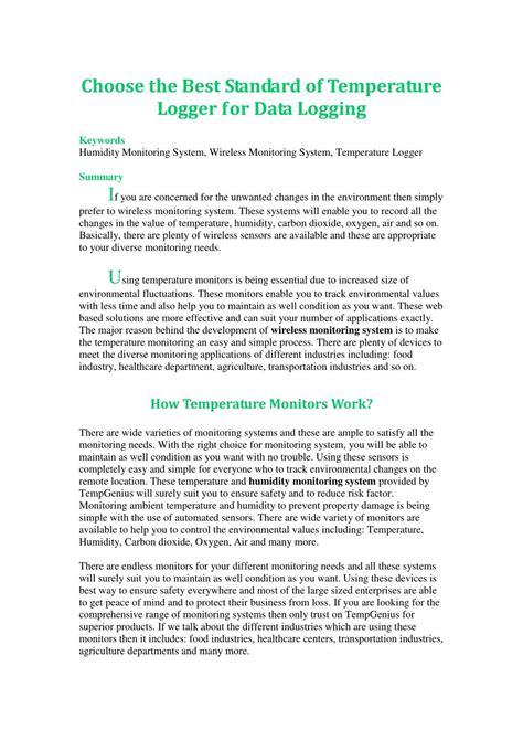 PPT Choose The Best Standard Of Temperature Logger For Data Logging PowerPoint Presentation