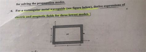 Solved For A Rectangular Metal Waveguide See Figure Below Chegg