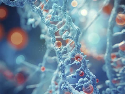 Close Up Medical 3d Illustration Of Dna Under Microscope Stock