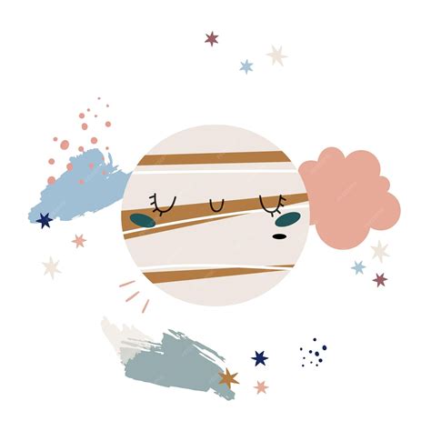 Premium Vector Cute Cosmic Set With Doodle Meteorites And Planet Collection Of Naive Stellar