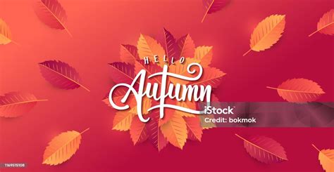 가을 서예 계절 문자웹 배너 템플릿벡터 일러스트레이션 가을에 대한 스톡 벡터 아트 및 기타 이미지 가을 가을 단풍 개념 Istock