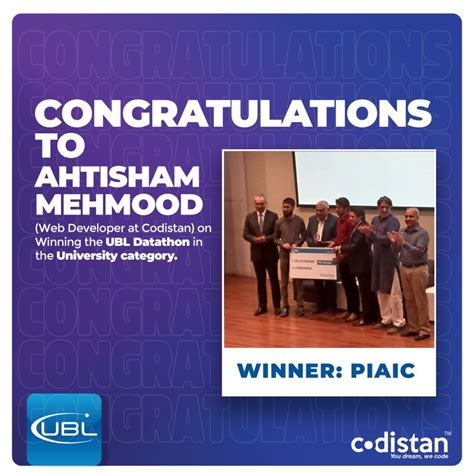 Codistan Ventures On Linkedin Ahtisham Mehmood A Web Developer Here At Codistan Who Won An Ubl