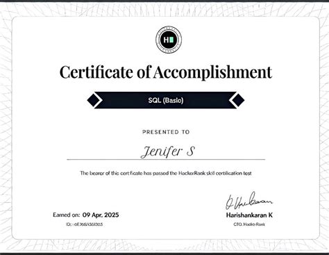 Hackerrank Sql Webdevelopment Jenifer Nivetha S