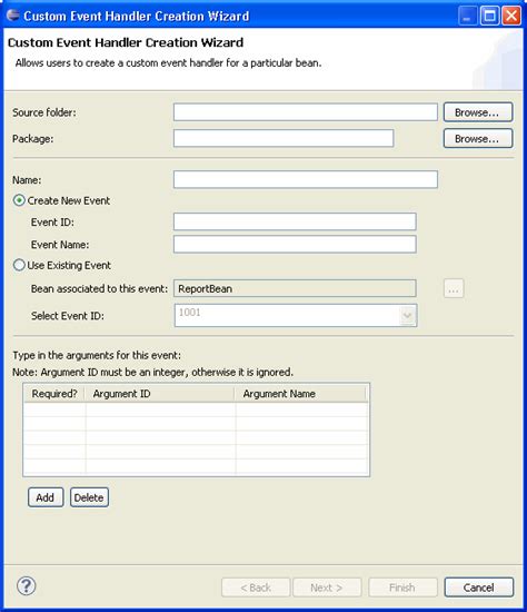 Custom Event Handler Creation Wizard