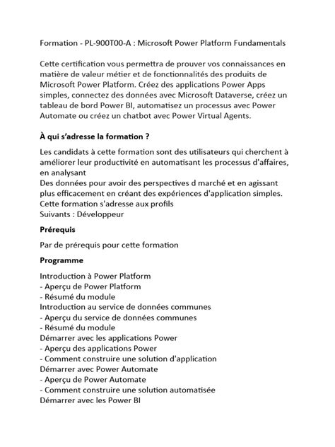 Microsoft Power Platform Fundamentals Pdf Affaires Technologie Et Ingénierie