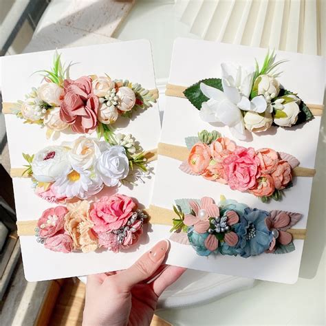 34pcs 인공 꽃 머리띠 아기 소녀에 대 한 설정 꽃 머리 밴드 신생아 유아 탄성 나일론 아이 모자를 쓰고 있죠 액세서리