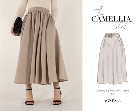 Gathered Skirt Digital Pdf Sewing Pattern Camellia Skirt Sew Along