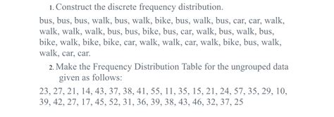 Solved Construct The Discrete Frequency Distribution Bus