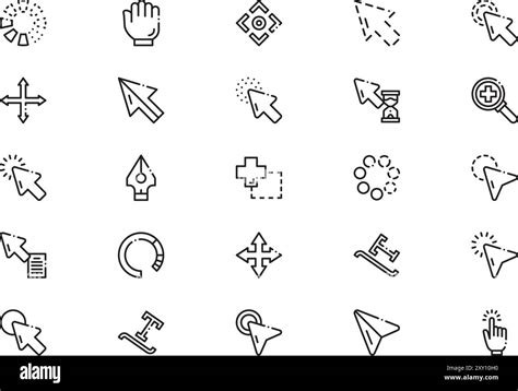 Selection And Cursors Icons Collection Is A Vector Illustration With Editable Stroke Stock
