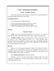 UNIT 6 Lecture Pdf UNIT 6 PRINCIPLES OF DESIGN Lesson Principles Of Design This Lesson