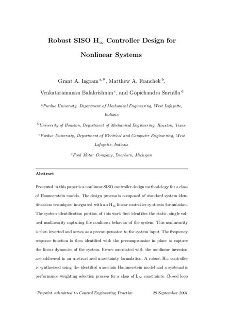 pdf robust siso controller design for nonlinear systems