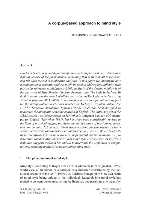 Pdf A Corpus Based Approach To Mind Style