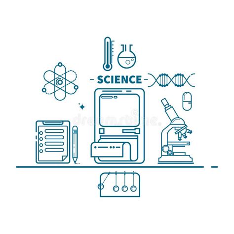 Science Concept Header Flat Design Thin Line Style Illustration Stock Vector Illustration Of