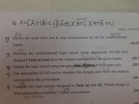 Derive The Truth Table And K Map Minimization For All