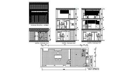 Elevation Section Plan And Auto Cad Drawing Details Of Commercial Store Dwg File
