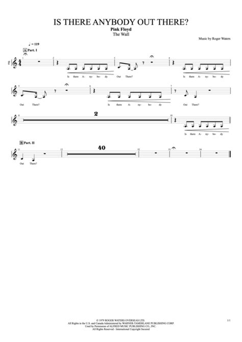 Is There Anybody Out There Tab By Pink Floyd Guitar Pro Full Score Mysongbook