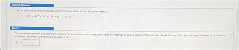 solved tutorial exercisefind the absolute maximum and