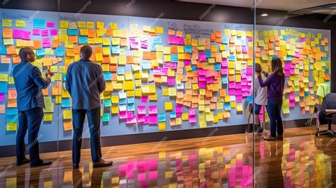 Premium Ai Image Innovation And Creativity Group Brainstorming In Front Of A Giant Whiteboard