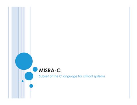 Misra C Subset Of The C Language For Critical Systems Safety Critical Systems Docslib