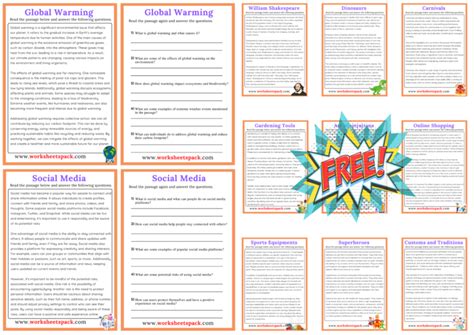 Reading Comprehension Exercises Worksheetspack