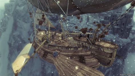 Летающий корабль Дэв Авеза Airship Dev Aveza Геймплей I Анимация Tes V Skyrim Le Моды