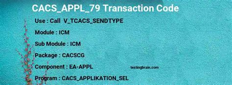 CACS APPL SAP Tcode For Call V TCACS SENDTYPE