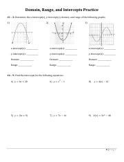 Determining Intercepts Domain And Range Graph Analysis Course Hero
