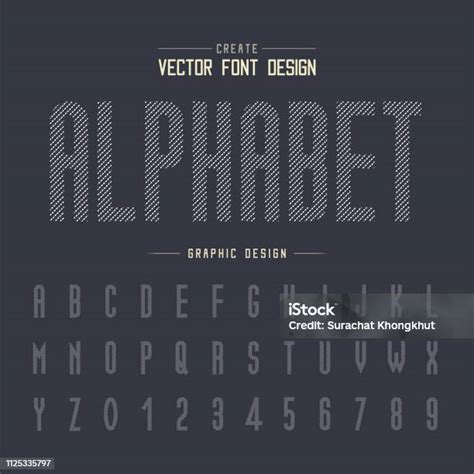 글꼴 및 알파벳 점선된 벡터 높이 서체 문자와 숫자 디자인 배경 그래픽 텍스트 3차원 형태에 대한 스톡 벡터 아트 및 기타