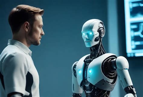 man using technology smart robot ai artificial intelligence by enter