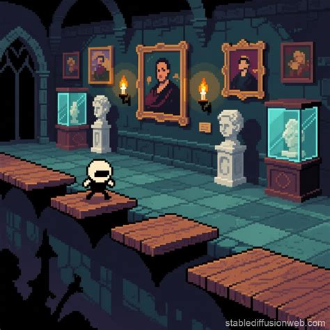 2d Pixel Art Side View Horizontal Platformer Level Of A Gothic Museum