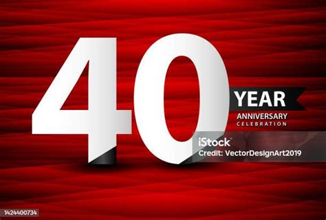 40 주년 기념 로고 로고 벡터 빨간색 배경 40 숫자 디자인 40 번째 생일 로고 로고 유형 번호 축하를위한 벡터 기념일 초대장 카드 및 인사말 카드 40세 생일에 대한