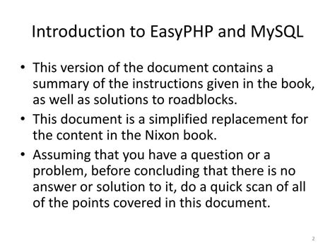 Ppt Cs 360 Information On Easyphp Powerpoint Presentation Free