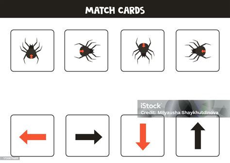 Left Right Up Or Down Spatial Orientation With Cute Red Back Spider