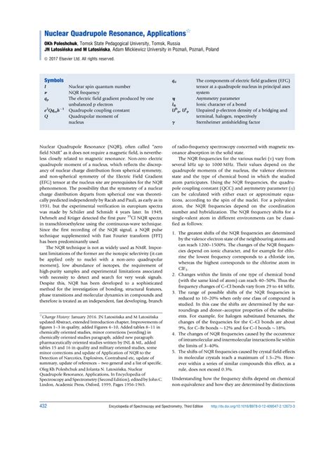 Pdf Nuclear Quadrupole Resonance Applications