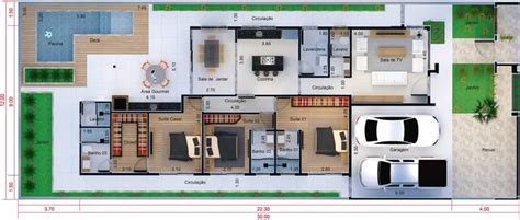Planta De Casa Térrea Com 3 Suítes Projetos De Casas Modelos De