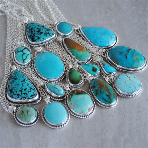 Turquoise Necklace Silver Turquoise Necklace Turquoise Etsy
