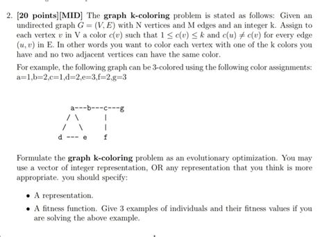 Solved Points MID The Graph K Coloring Problem Is Chegg