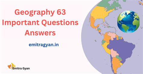 भगल क महतवपरण परशन उततर Geography Important Questions Answers