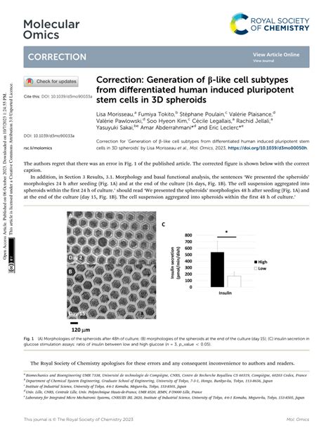 Pdf Correction Generation Of β Like Cell Subtypes From Differentiated Human Induced