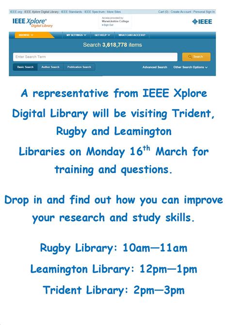 Ieee Xplore Digital Library Visit Welcome To Libraries Warwickshire College