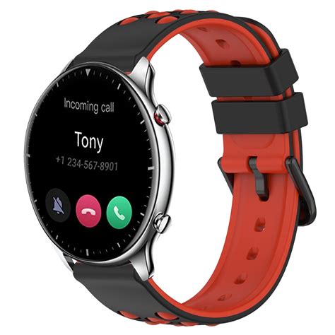 For Amazfit GTR Mm Two Color Porous Silicone Watch Band Black Red Alexnld Com