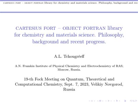 Pdf Cartesius Fort Object Fortran Library For Chemistry And
