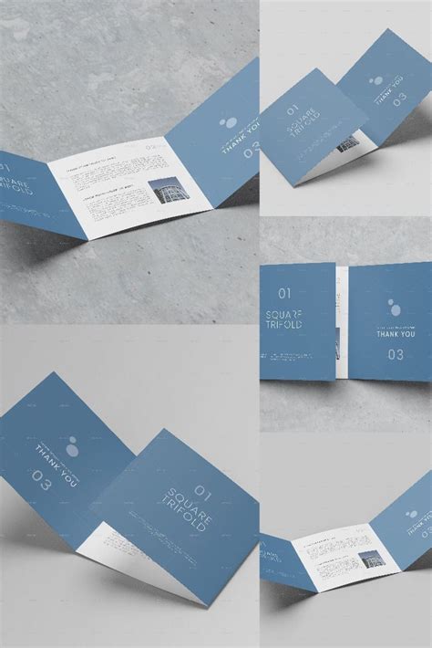Trifold Square Brochure Mockup Small Trifold Brochure Six Fold